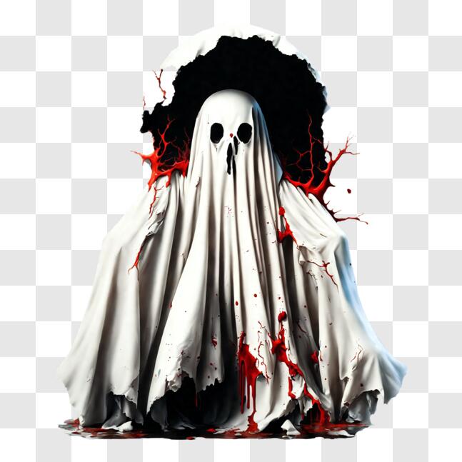 Download Haunted Ghost Floating in Air with Blood on Face and Body PNGs ...