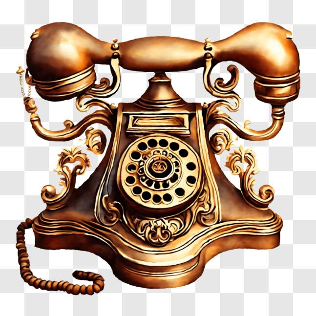 Download Vintage Gold Telephone on Black Background PNGs Online ...