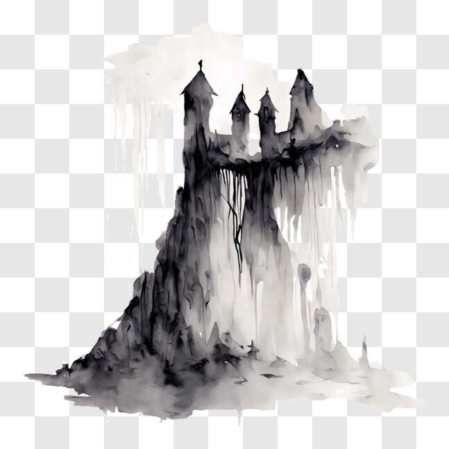 Download Fantasy Castle Floating in Water with Icicles PNG Online ...