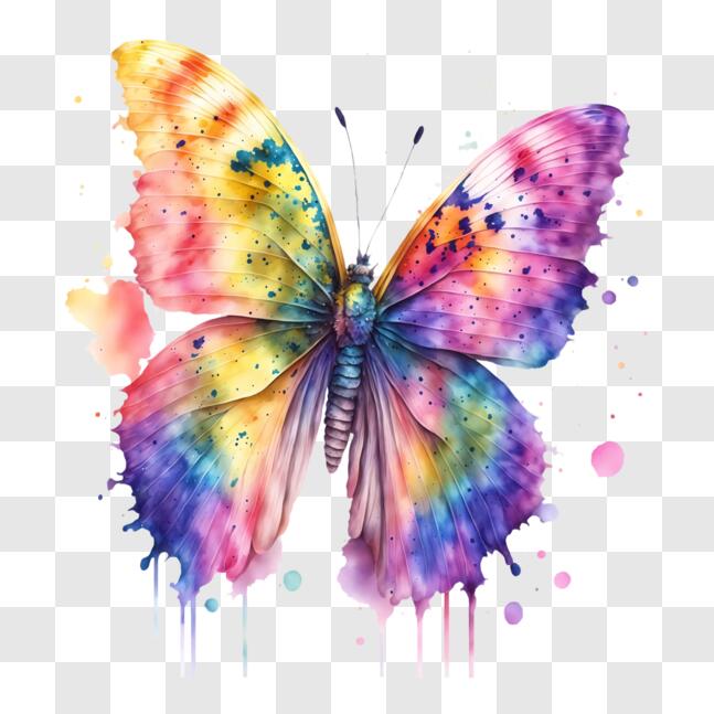 Download Colorful Butterfly with Paint Splatters on Wings PNGs Online ...
