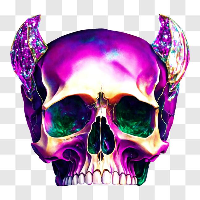 Download Purple Skull with Devil Horns Art Piece PNGs Online - Creative ...
