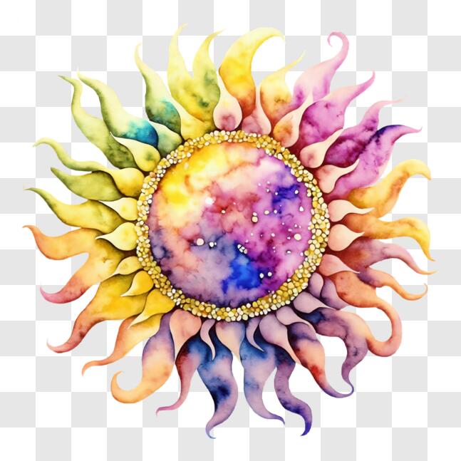 Download Bright and Colorful Stylized Sun Image PNGs Online - Creative ...