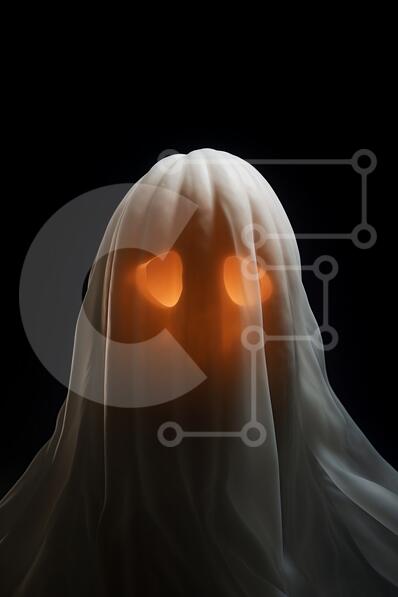 Spooky Halloween Ghost with Glowing Eyes stock photo | Creative Fabrica