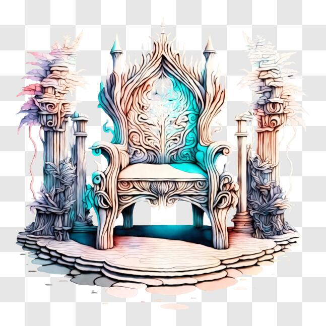 Télécharger Trône en pierre gothique avec lions et auvent PNG En Ligne ...