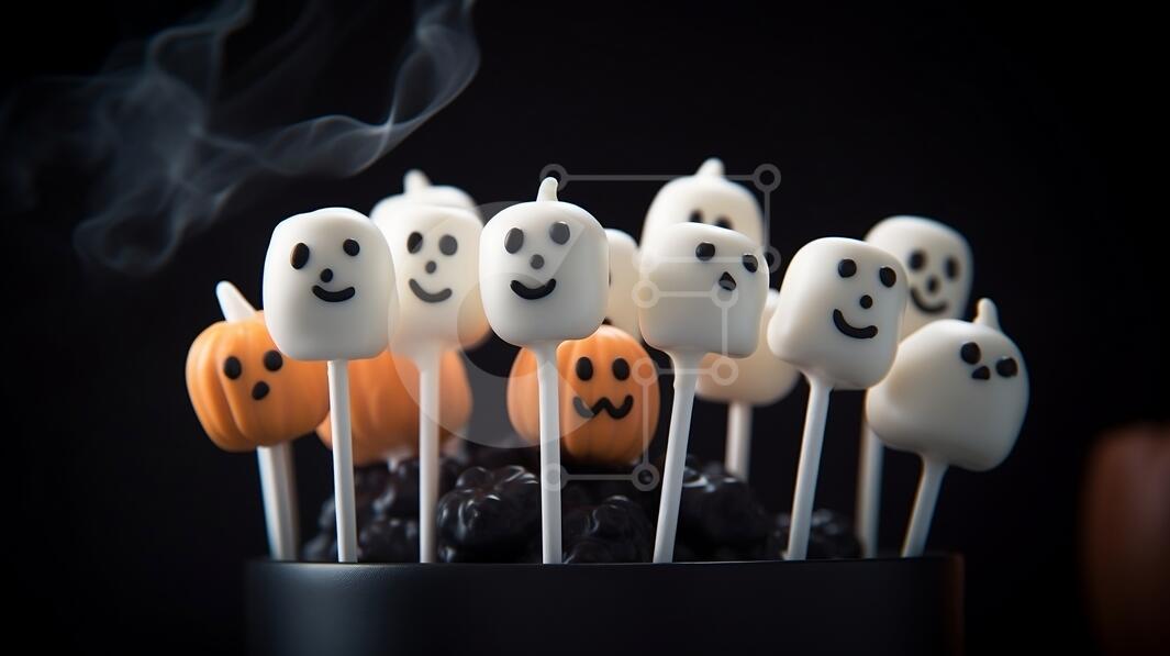 Spooky Halloween Cake Pops with Ghost-shaped Marshmallows stock photo ...