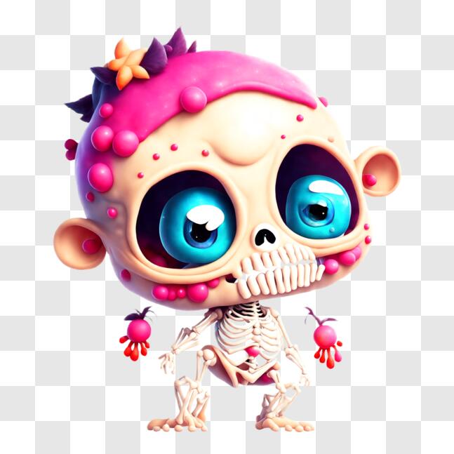 Descarga Lindo esqueleto de dibujos animados con cabello rosa y ojos ...