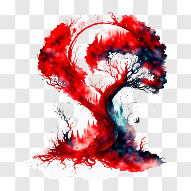 Baixe Árvore vermelha e branca em forma de um S invertido PNGs ...
