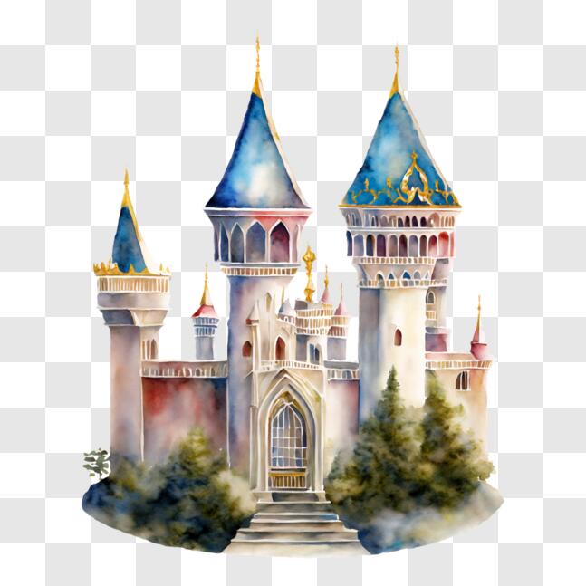 Download Watercolor Painting of an Elaborate Castle PNGs Online ...