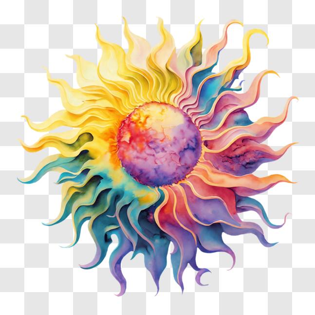 Download Brightly Colored Sun with Multicolored Rays PNGs Online ...