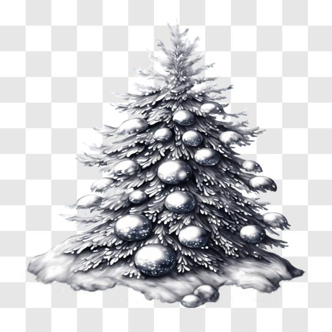 Download Silver Christmas Tree with Snowballs PNGs Online - Creative ...