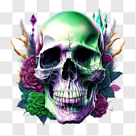 Download Realistic Digital Painting of a Skull in Purple and Black PNGs ...