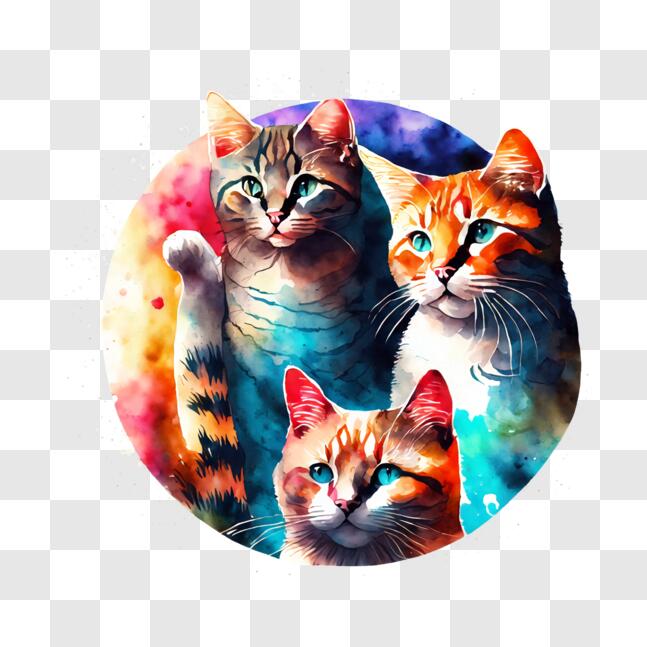 Download Abstract Artwork with Playful Cats PNGs Online - Creative Fabrica