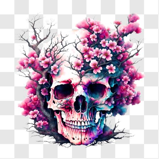 Download Realistic Digital Painting of a Skull in Purple and Black PNGs ...