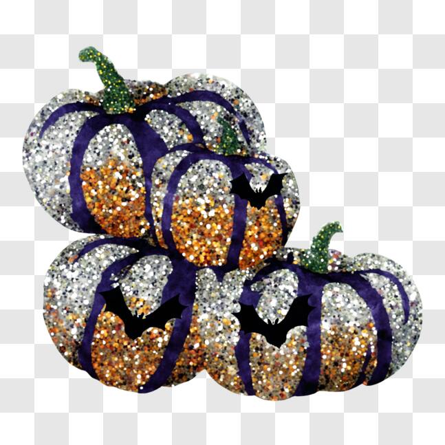 Download Festive Glitter Pumpkins for Halloween PNGs Online - Creative ...