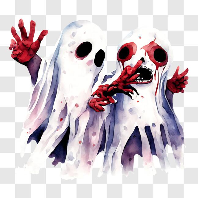 Download Halloween Ghosts with Knife and Blood PNGs Online - Creative ...