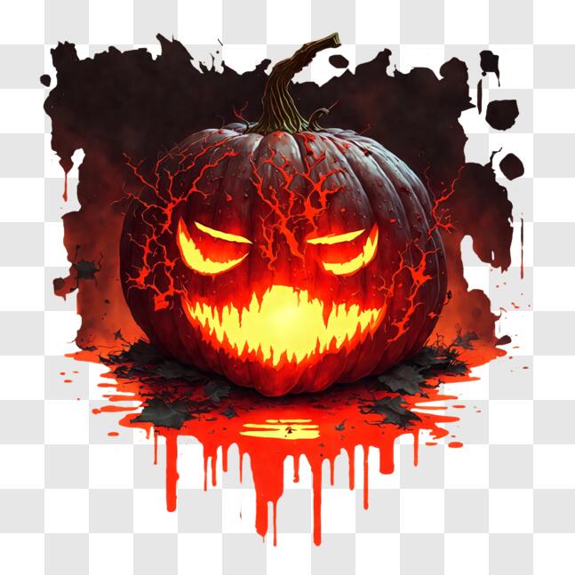 Download Halloween Pumpkin with Angry Face and Bloody Drippings PNGs ...