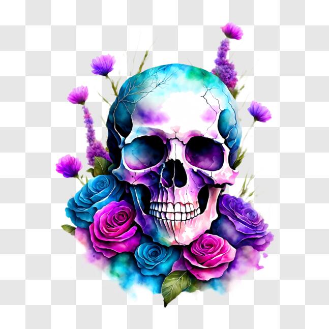 Download Dark and Moody Skull with Intricate Floral Details PNGs Online ...