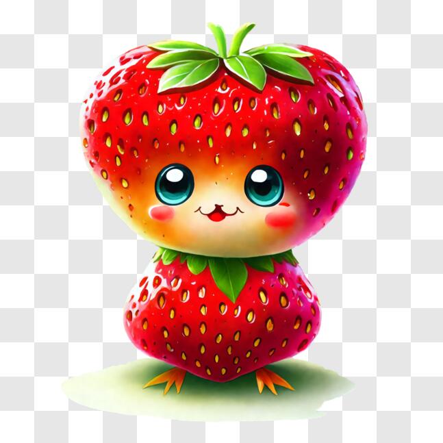 Download Adorable Strawberry Character PNG Online - Creative Fabrica