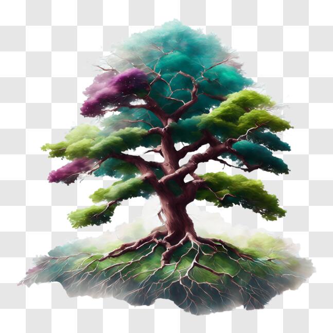 Download Colorful Tree with Leaves and Roots PNGs Online - Creative Fabrica