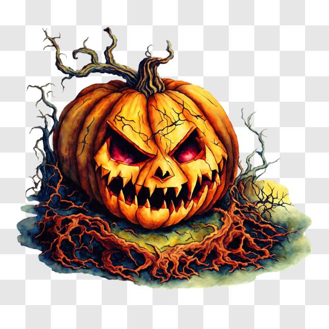 Download Pumpkin on Roots - Halloween Concept PNGs Online - Creative ...