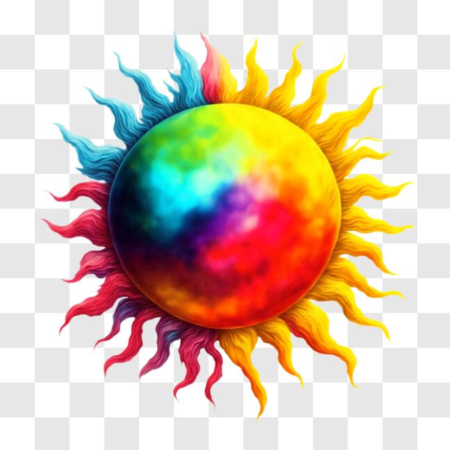Download Colorful Digital Rendering of the Sun PNGs Online - Creative ...