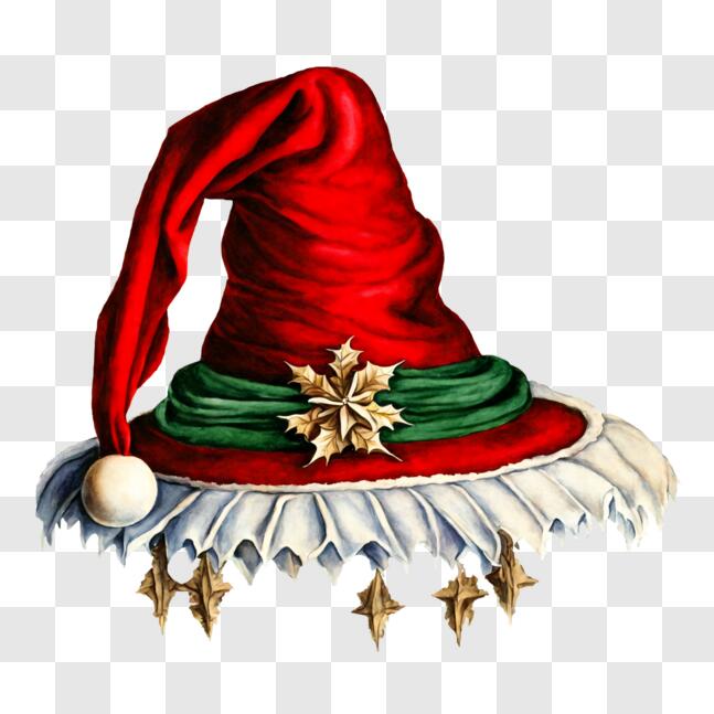 Download Red, Green, and White Santa Hat with Snowflake Decorations ...