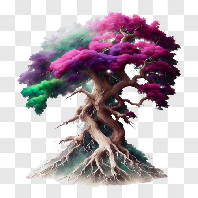 Download Colorful Tree Artwork with Multicolored Roots PNGs Online ...