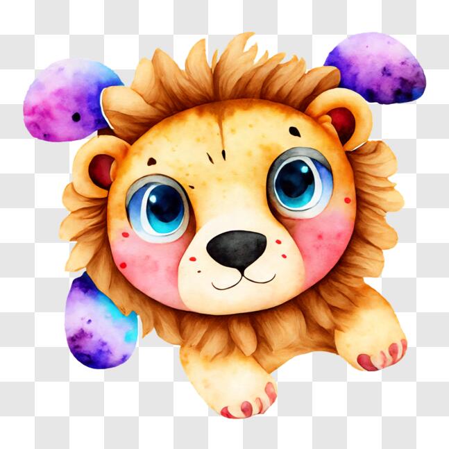 Descarga León de dibujos animados con globos coloridos PNGs En Línea ...