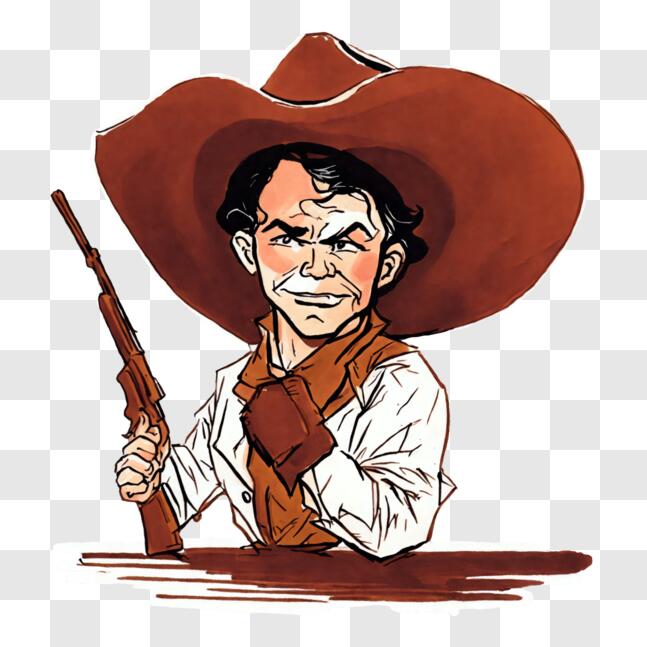 Descarga Personaje de dibujos animados con sombrero de vaquero y una pistola PNGs En Línea ...