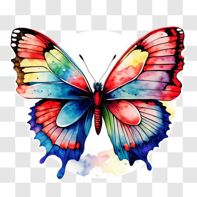 Download Colorful Watercolor Butterfly on Oval Background PNGs Online ...