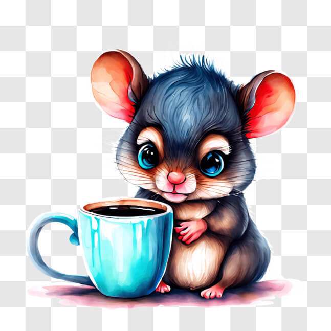 Download Cartoon mouse drinking from coffee cup PNGs Online - Creative ...
