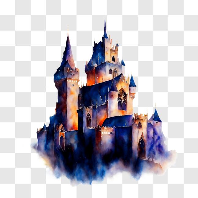 Download Watercolor Painting of an Old Castle PNGs Online - Creative ...