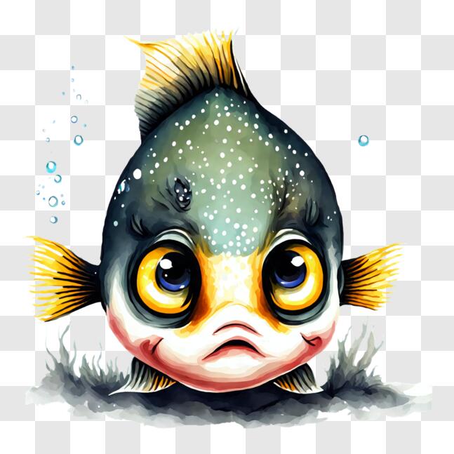 Download Cartoon Fish sitting on Grass with Angry Expression PNGs ...