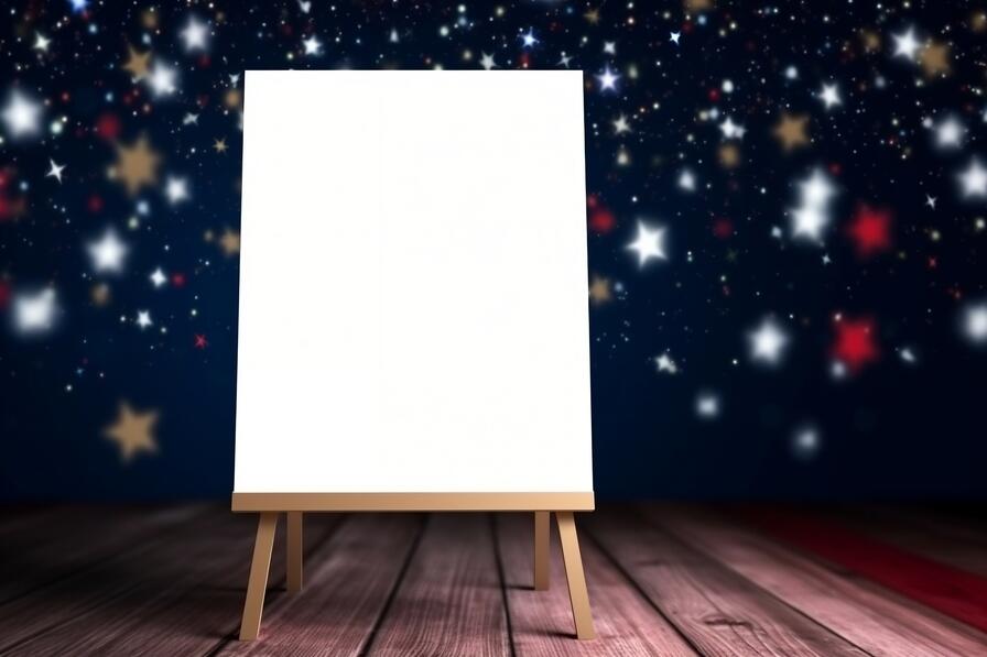 Download Empty Easel with Blank White Board and Stars Background ...