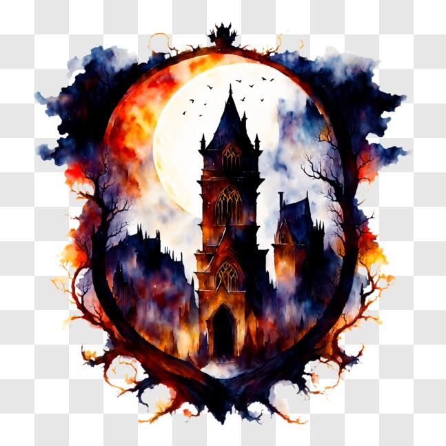 Download Ornately decorated castle with full moon PNGs Online ...