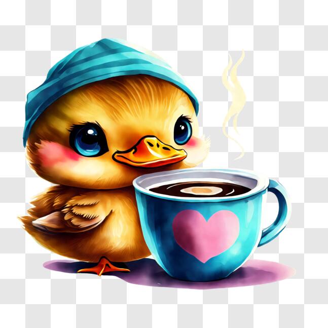 Descarga Pato de dibujos animados disfrutando de una bebida frente a ...