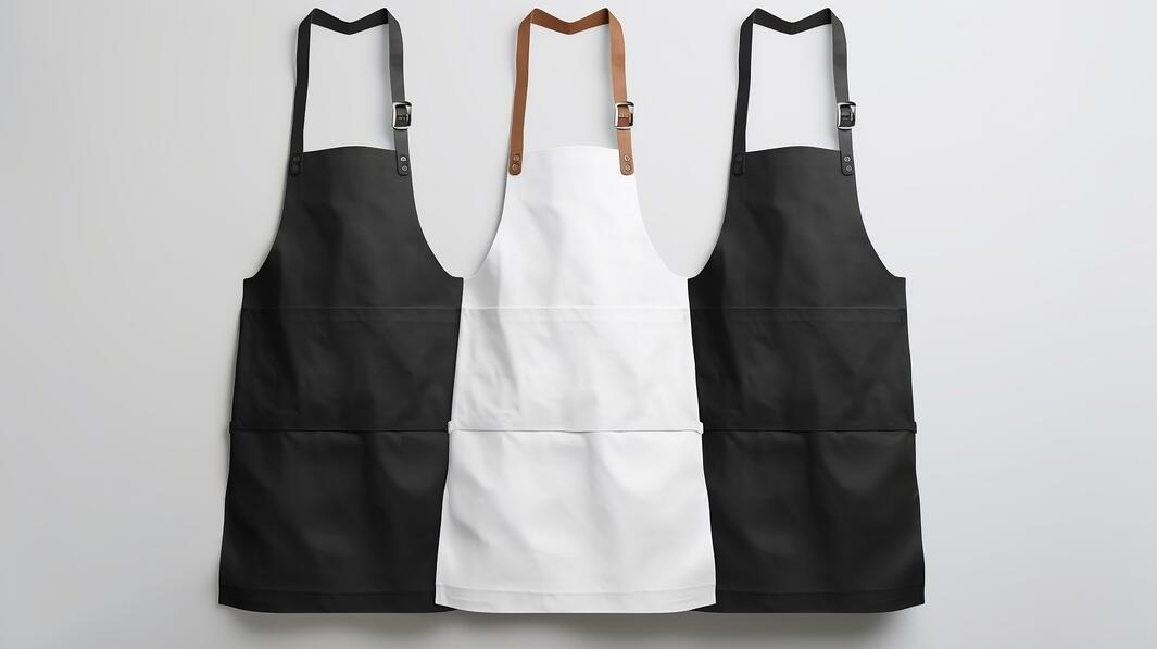 Download Set of Three Stylish Aprons in Black, White, and Brown Mockups ...