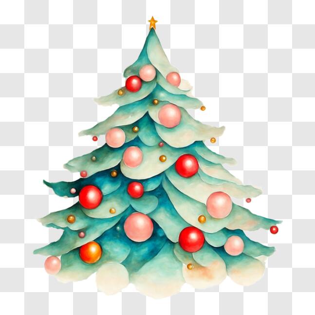 Download Watercolor Christmas Tree with Ornaments PNGs Online ...