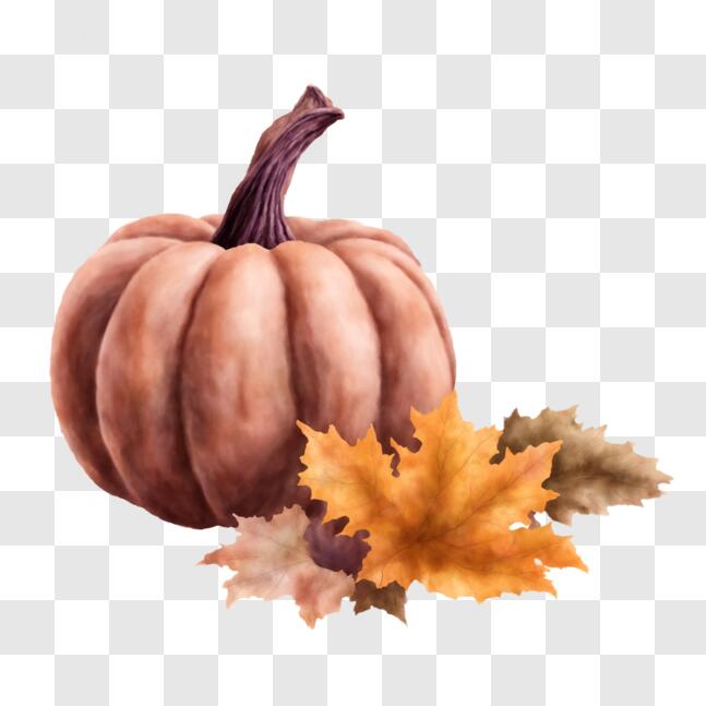 Download Autumn Decorations with Pumpkin and Leaves PNGs Online ...