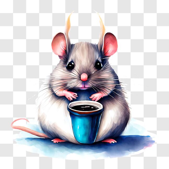 Download Gray Mouse Drinking Coffee PNGs Online - Creative Fabrica