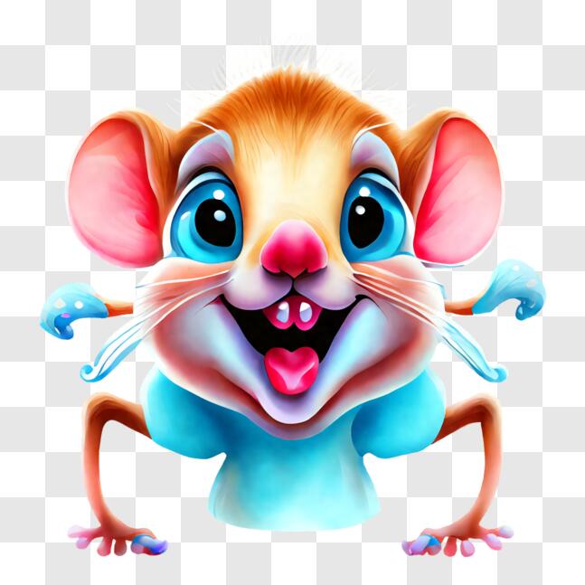 Download Happy Cartoon Mouse with Blue and White Stripes PNG Online ...