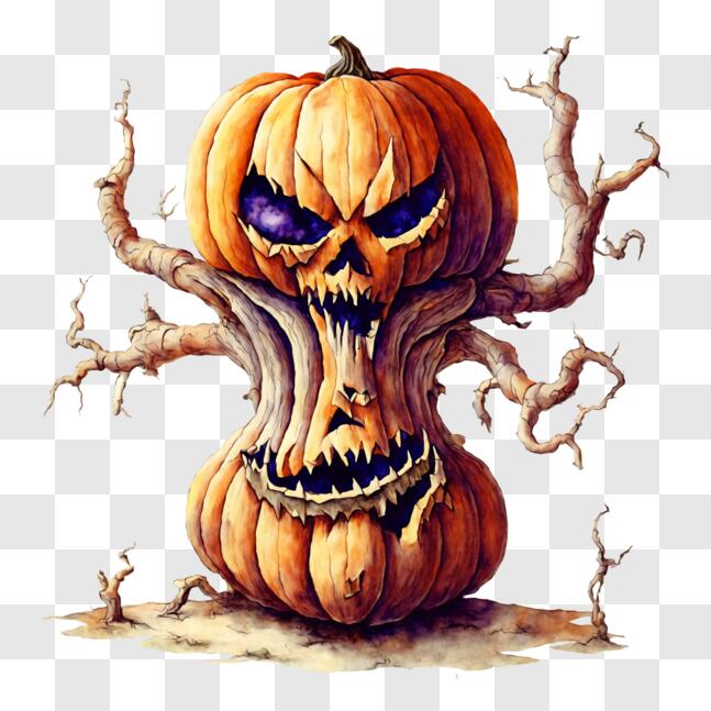 Download Evil Halloween Pumpkin with Rotting Vines PNGs Online ...