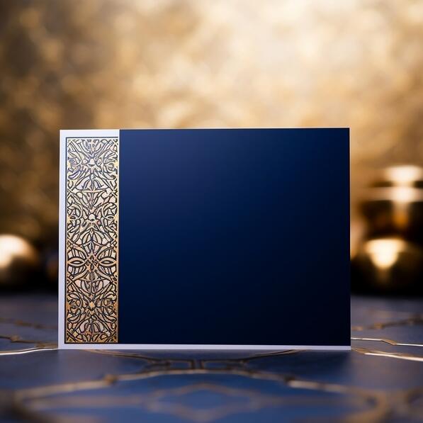 Download Blue and Gold Card with Ornate Border Mockups Online ...