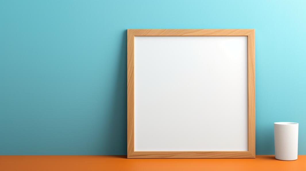 Download Empty Wooden Frame with Cup on Table Mockups Online - Creative ...