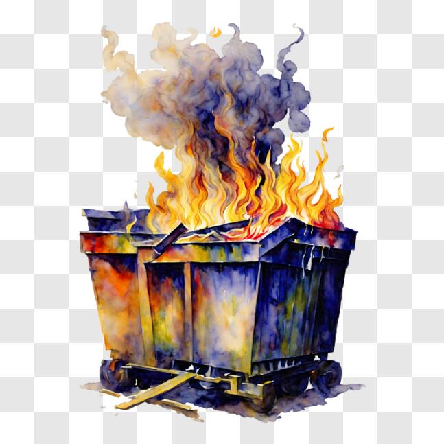 Download Burning Trash Can with Flames and Wooden Pieces PNGs Online ...