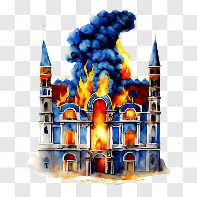 Download Burning Building with Flames PNGs Online - Creative Fabrica