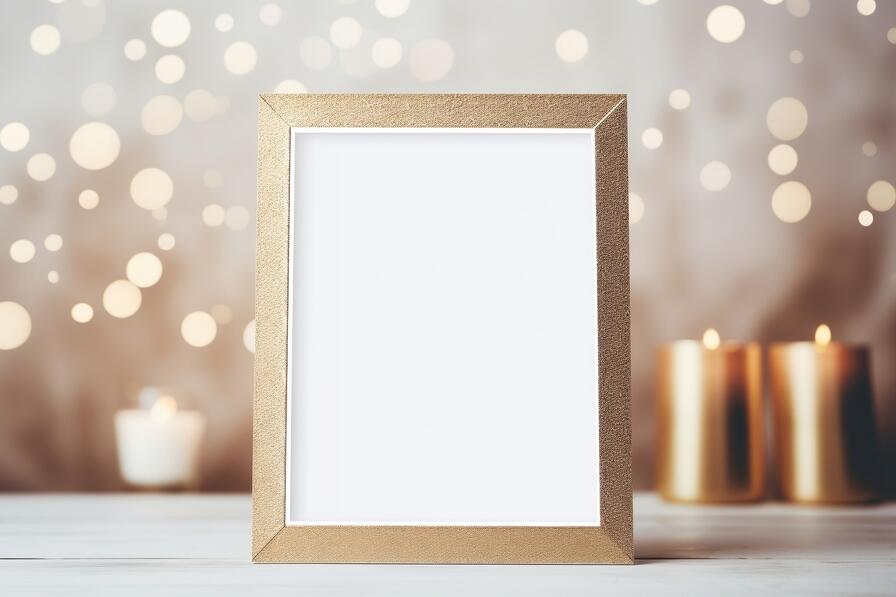 Download Empty Gold Frame with Candles in Background Mockups Online ...