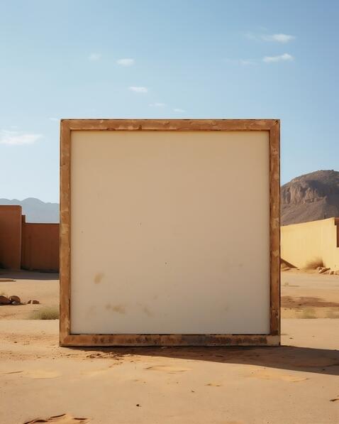 Download Desert Frame - Unfinished Wooden Frame in Empty Desert Mockups ...