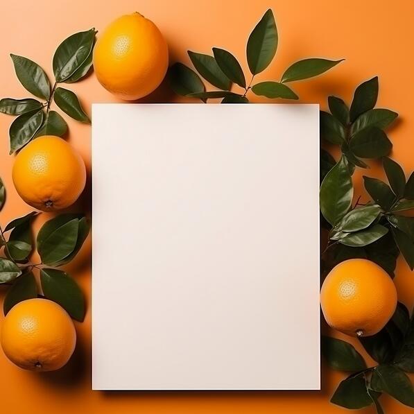 Download Oranges and Leaves on Orange Background with Copy Space ...