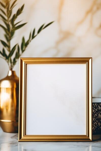 Download Empty Picture Frame on Marble Table with Coffee Cup Mockups ...
